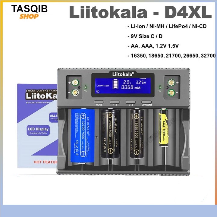 Jual Liitokala LII-D4XL Lifepo4 Li-ion Nimh NicD Smart Charger 32700 ...