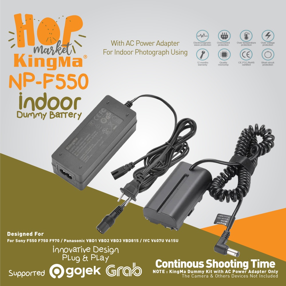 Jual Kingma Dummy Battery Kit SONY NP-F550 Indoor with AC Power Supply ...