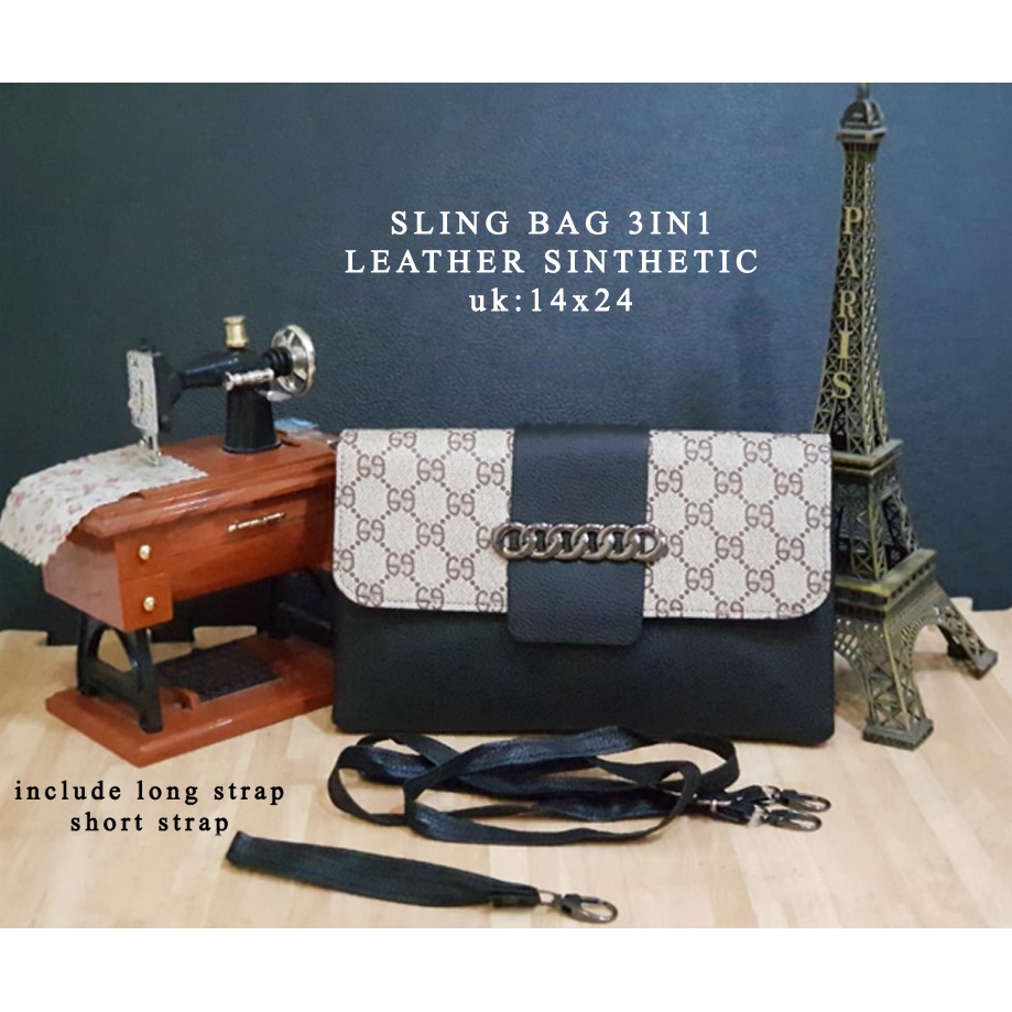 Jual Sling Bag 3 in 1 Import - Logo Smile (LS) - Matt Leather Synthetic ...
