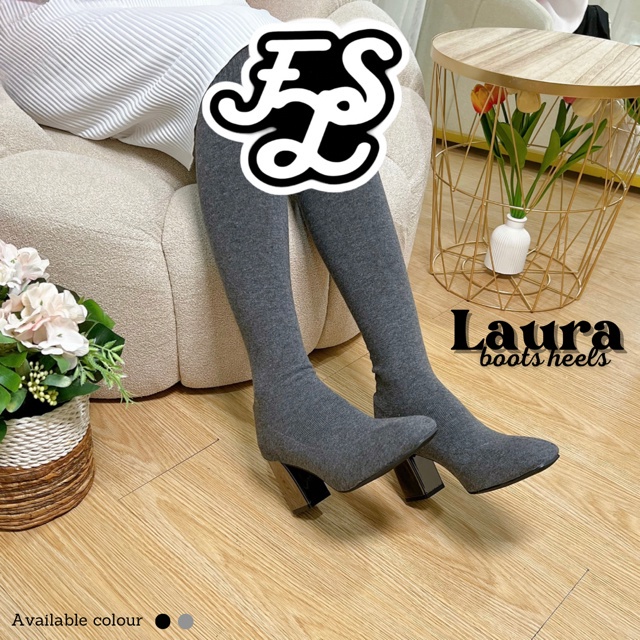 Jual LUMMYSHOP Laura Boots Heels Wanita Korean dengan Bahan Super ...