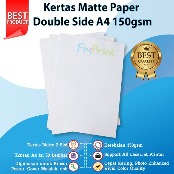 Jual Kertas Matte Paper Double Side A4 150gsm - Kertas Matte A4 50 ...
