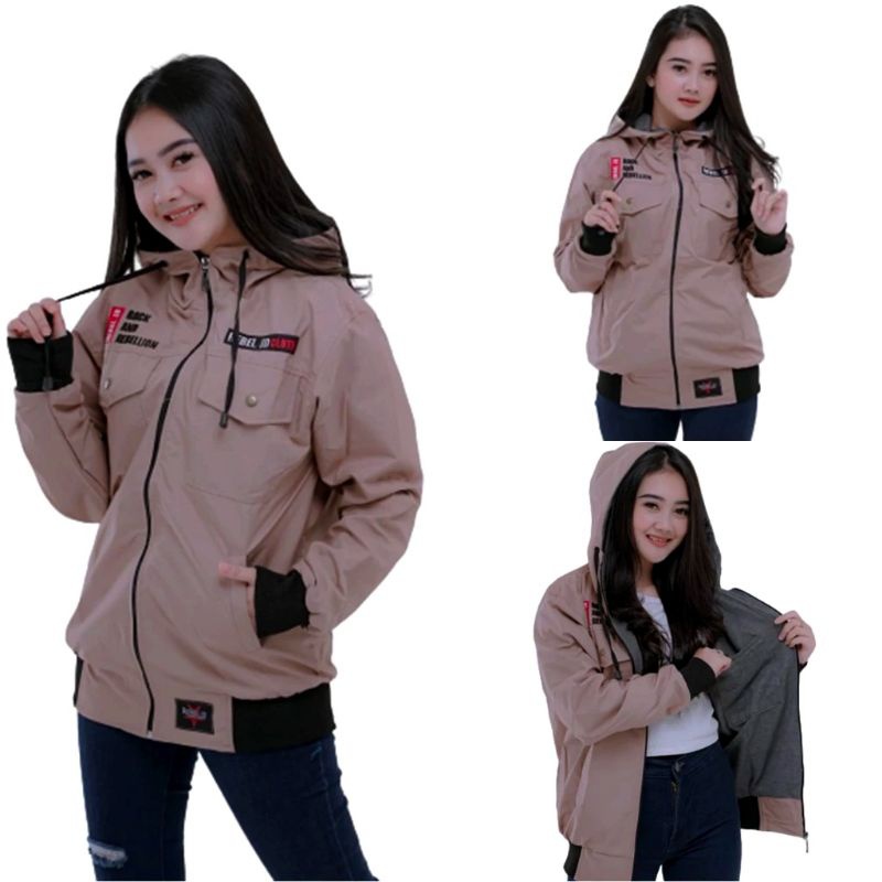 Jual JAKET PARASUT WANITA ANTI AIR TEBAL JACKET BOMBER CEWEK KOREA ...