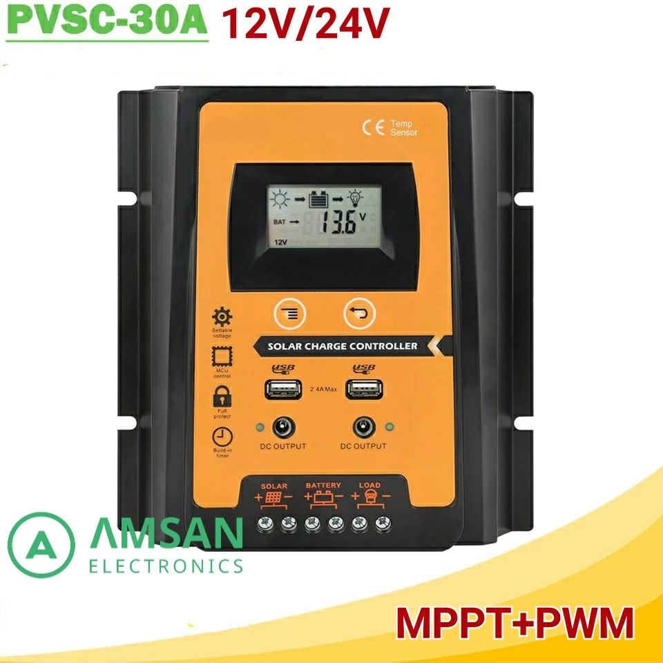 Jual MPPT PWM Solar Charger Controller SCC PVSC 30A IP32 Dual USB ...