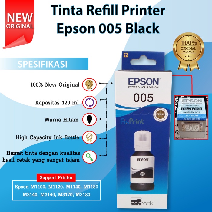 Jual TINTA PRINTER EPSON 005 ORIGINAL M1100 M1120 M1140 M1180 M2140 ...