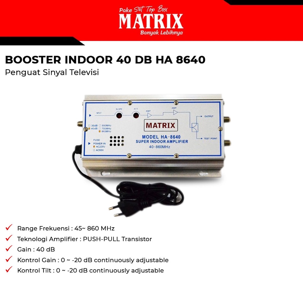 Jual MATRIX - Booster Indoor HA8640 Penguat Sinyal 40dB | Shopee Indonesia