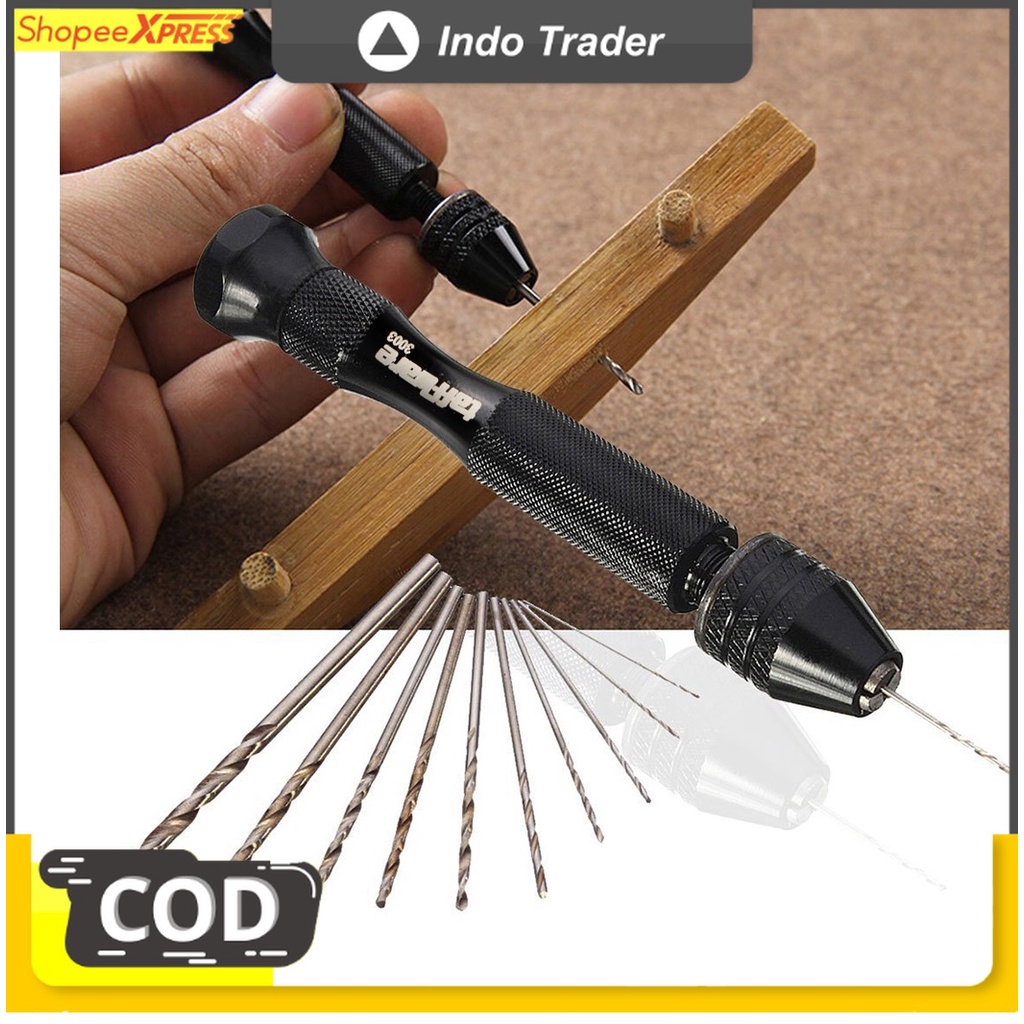 Jual Bor Tangan Manual Kecil Mini Portable Tanpa Kabel 10 Mata Bor ...