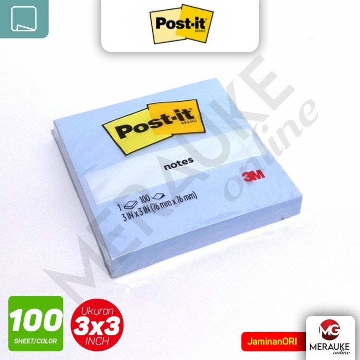 Jual 3M Post-it Sticky Notes 654 3"x3" 100 Lembar - Biru | Shopee Indonesia