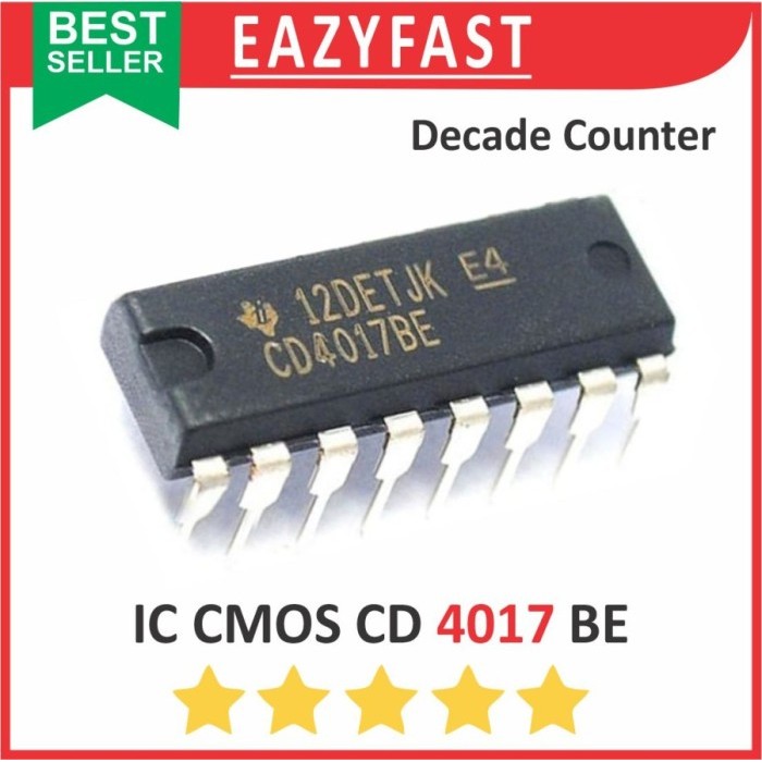 Jual IC CMOS CD 4017 BE DIP Decade Counter Bit Desimal Decimal CD4017BE ...