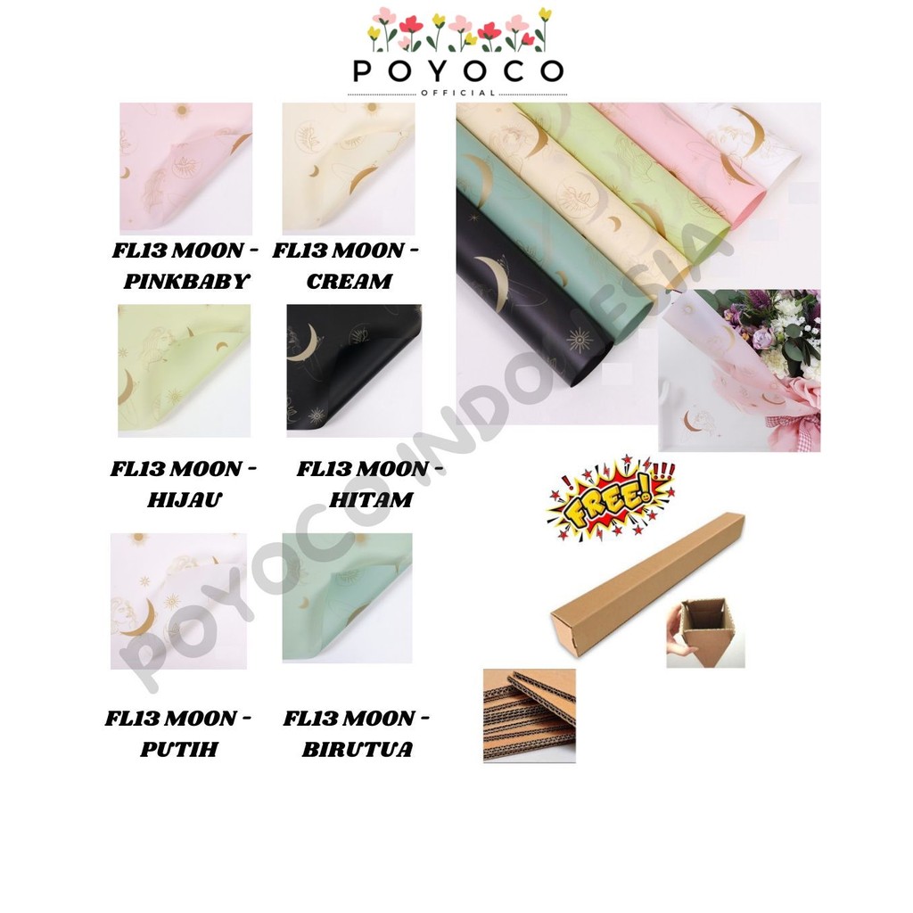 Jual POYOCO - (5 LEMBAR) - FL13 MOON Kertas Bunga Paper Buket Motif ...