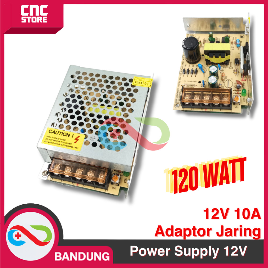 Jual POWER SUPPLY 12V 10A 120W SWITCHING ADAPTOR JARING LED STRIP PELTIER - BODY KECIL | Shopee ...