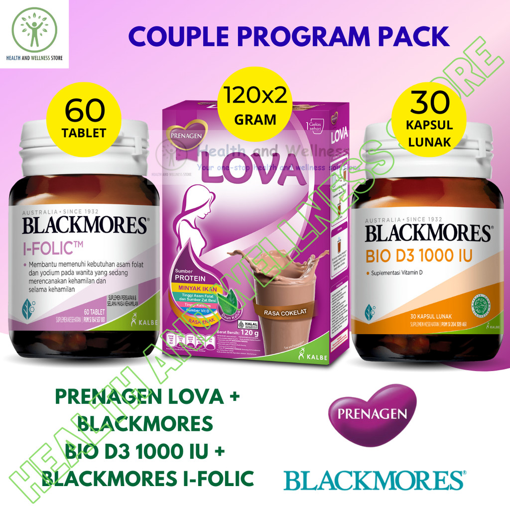 Jual PAKET BLACKMORES I FOLIC 60 TABLET BIO D3 1000 IU 30 KAPSUL LUNAK PRENAGEN LOVA DUAL PACK ...
