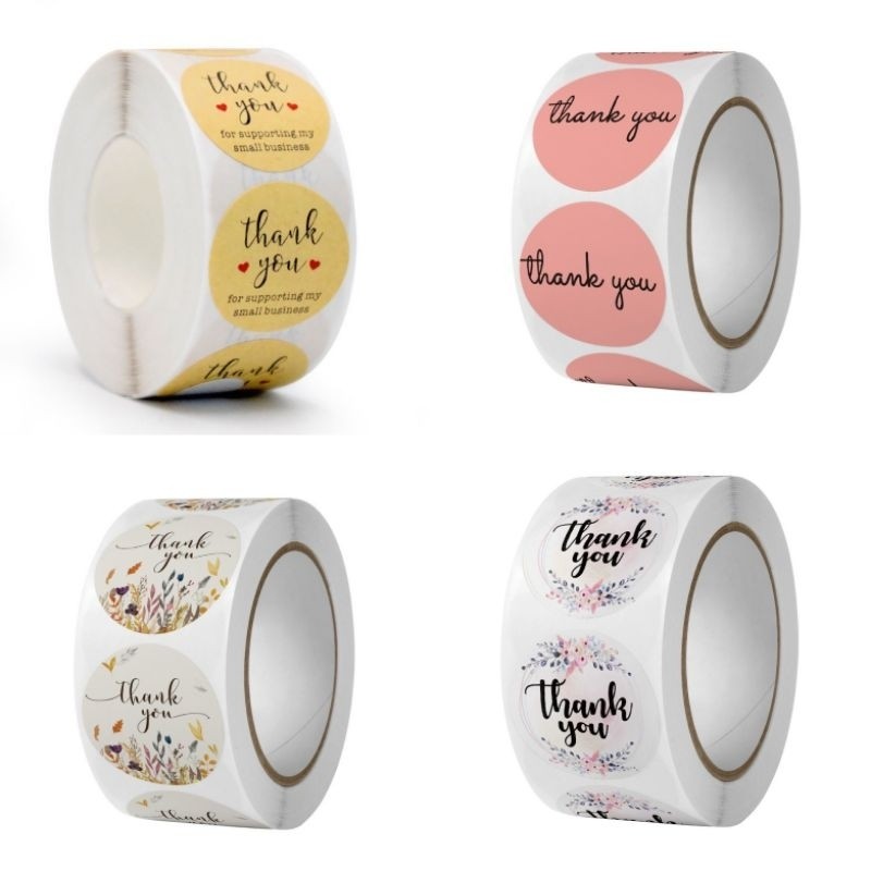 Jual LUCKY ±500 PCS STIKER ROLL THANK YOU STICKER TEMPEL DIY JUALAN TQ ...
