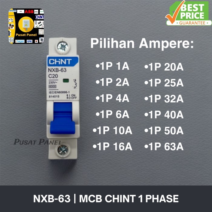 Jual MCB CHINT NXB-63 1P 6kA 6A 10A 16A 20A 25A 32A 40A 50A 63A | Shopee Indonesia