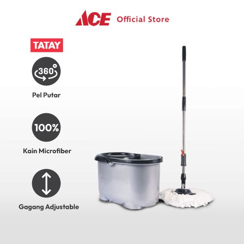 Jual Ace Tatay Set Alat Pel Putar Dengan Ember - Abu Abu Kain Pel ...