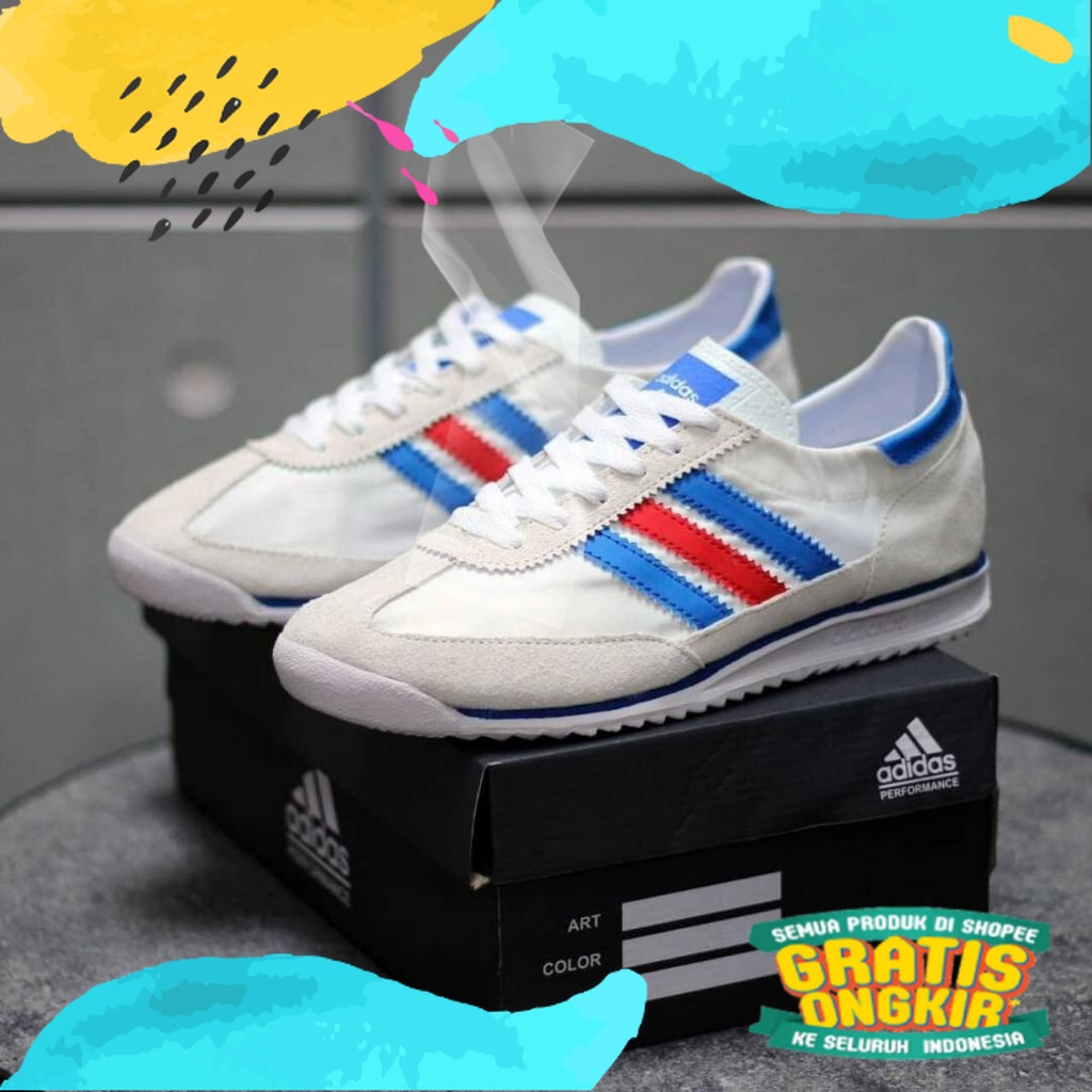 Jual SEPATU ADIDAS SL72 WHITE BLUE RED UNISEX PRIA WANITA BESTSELLER ...