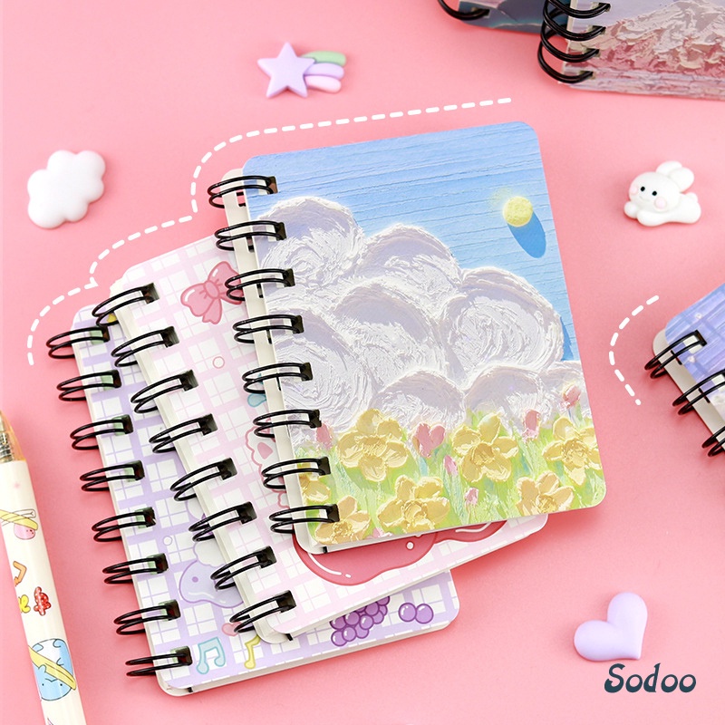 Jual Notebook Kartun Coil Lukisan Minyak Hewan Notebook Mini Siswa Alat ...