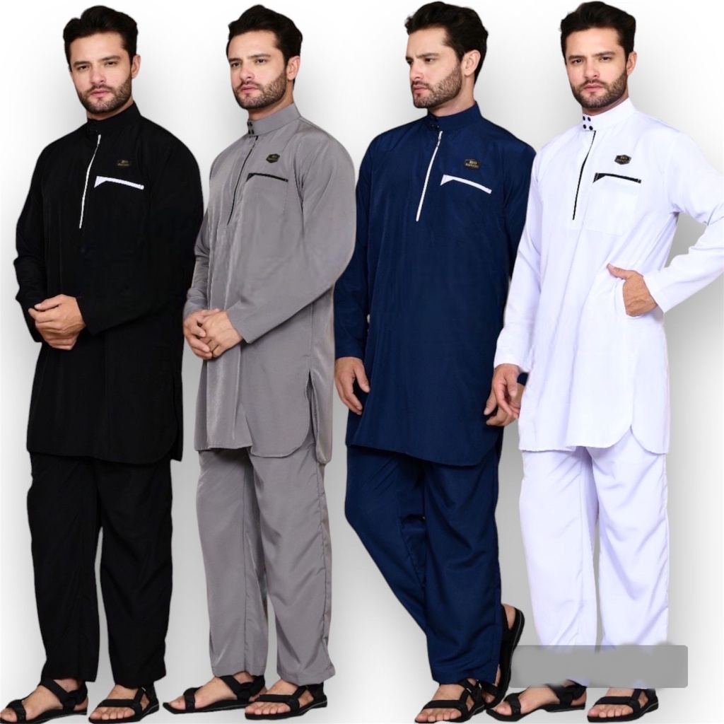 Jual BAJU KOKO KURTA PAKISTAN POLOS LENGAN PANJANG DAN CELANA (SLETING ...