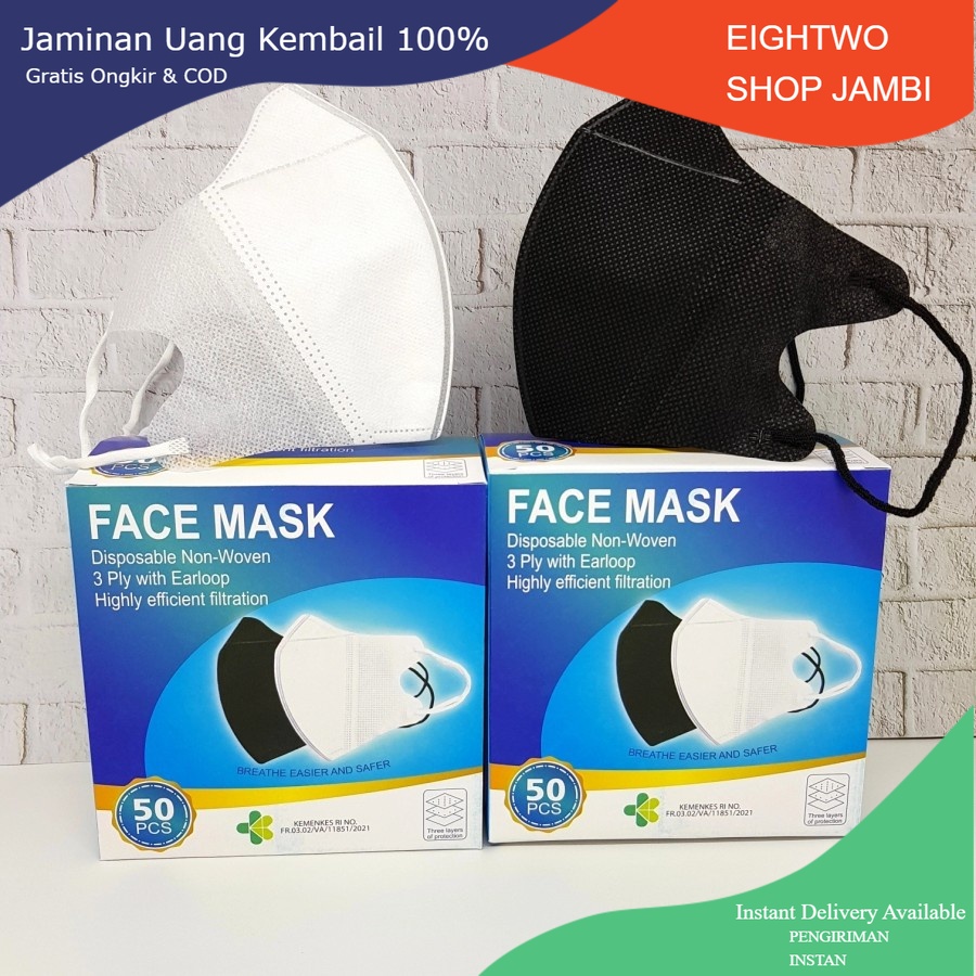 Jual Masker Duckbill Face Mask Putih Hitam Model Earloop / Duck Bill ...