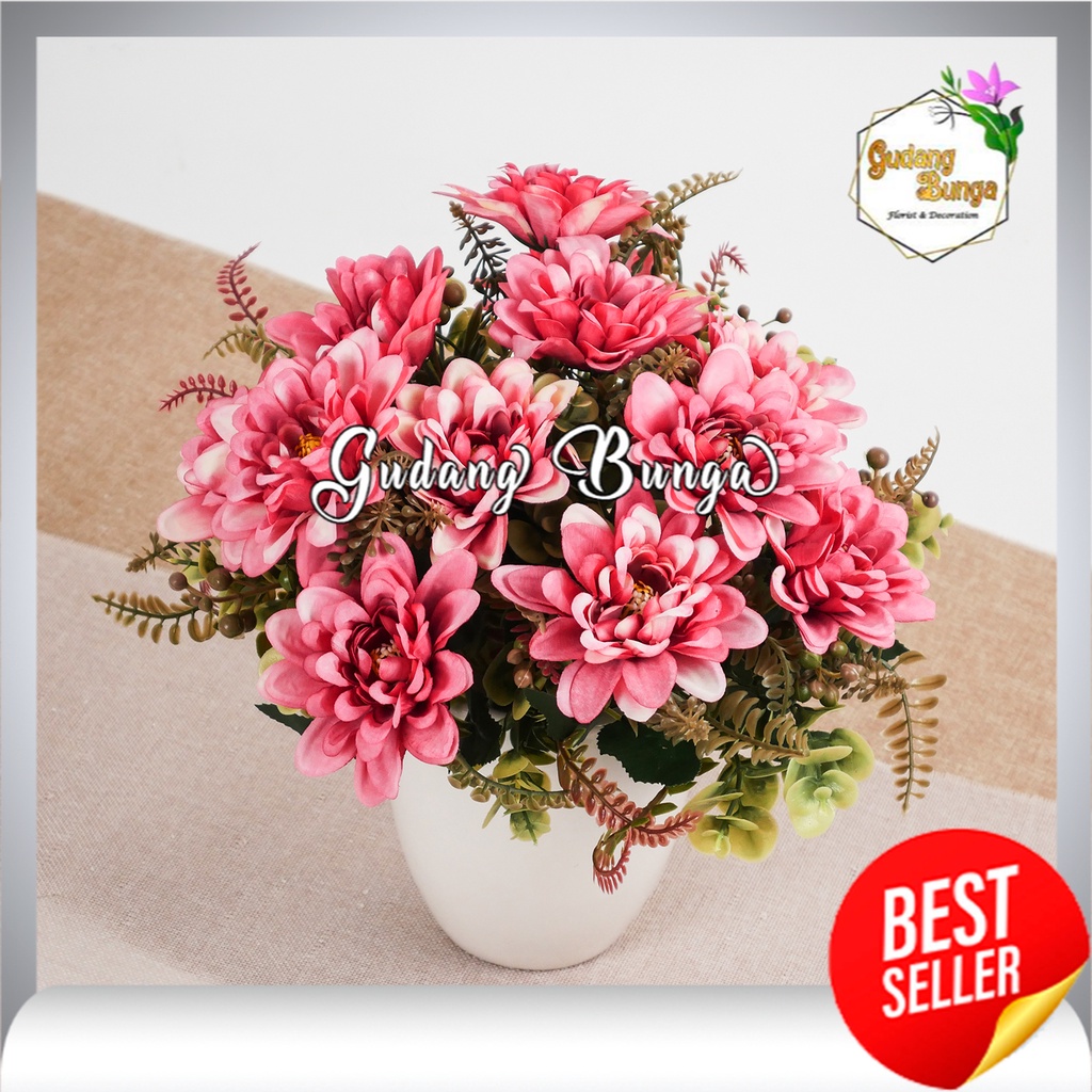 Jual ROSE TERATAI CANTIK CABANG 7 ARTIFICIAL DAHLIA FLOWERS BUNGA PEONI ...