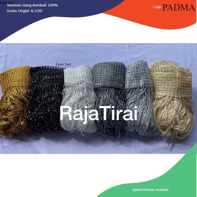 Jual PADMA- TIRAI GLITER PUTIH/GOLD/SILVER/CREAM 100CM x 200CM | Shopee ...