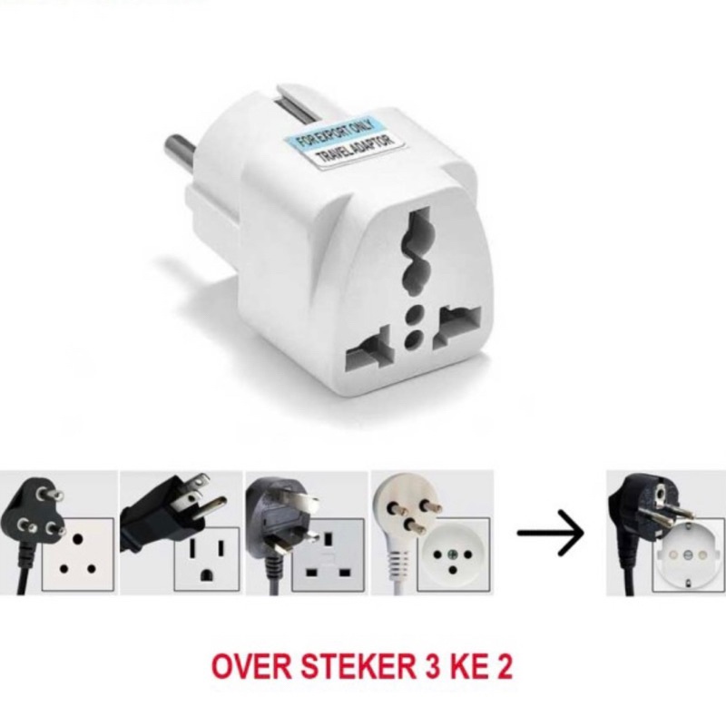 Jual Adaptor Kaki 2 / Colokan Kaki 3 ke Kaki 2 EU / Konverter Gepeng ke Bulat Bulet Standar ...