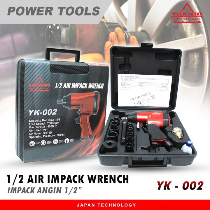Jual Yukido Air Impact Wrench Kit Full Set Lengkap Mata Sock 1/2" 17Pcs ...