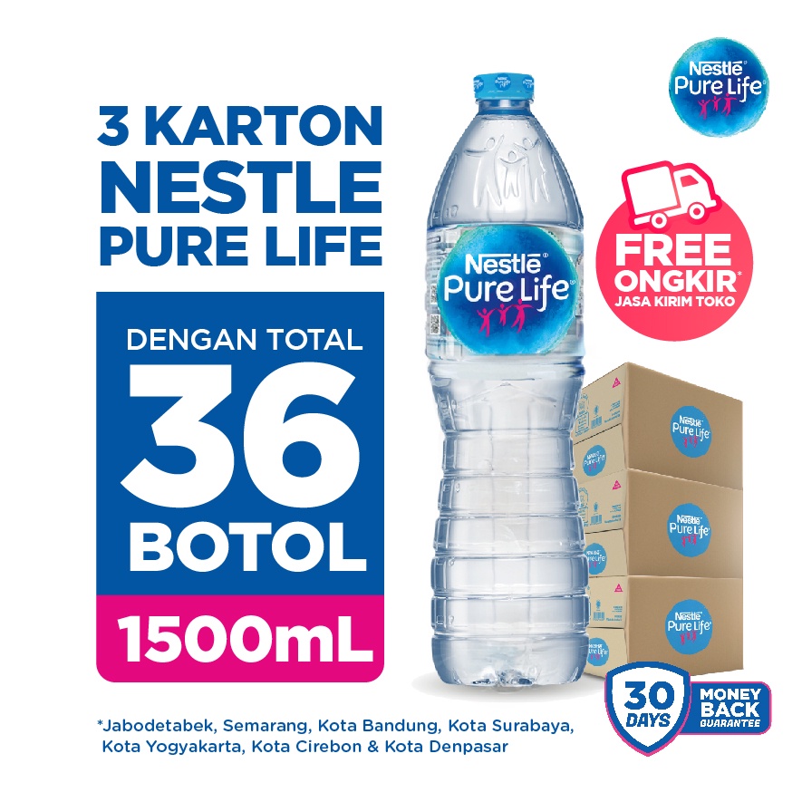 Jual Nestle Pure Life 3 Karton - 1500ml / Pure Life / Air Mineral / Air ...