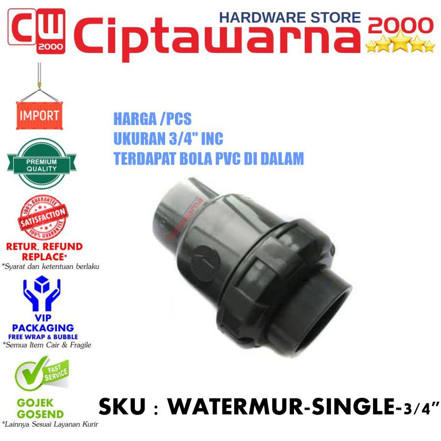 Jual Watermur Ball Check Valve Single Union Water mur PVC 3/4" inch ...