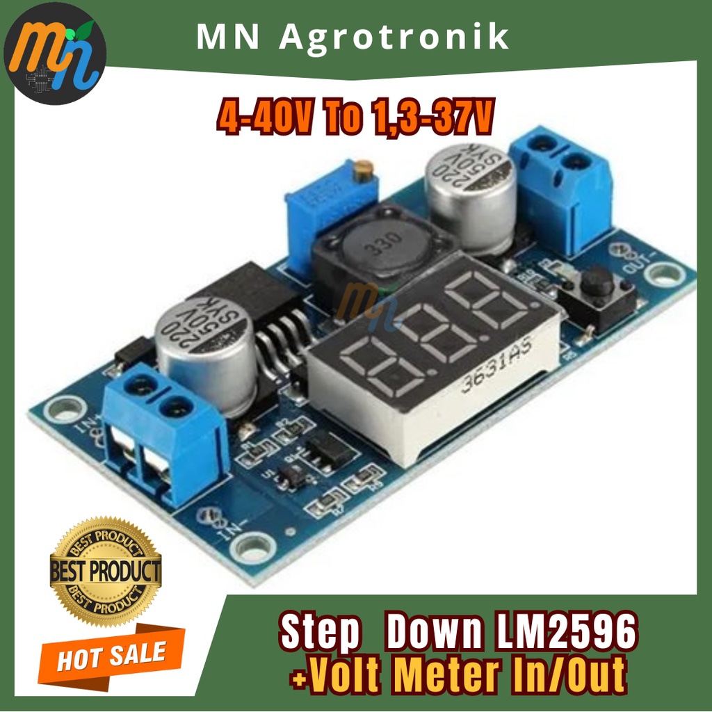 Jual LM2596 DC-DC ADJUSTABLE STEP DOWN 4-40V to 1.3-37V LED VOLTMETER | Shopee Indonesia