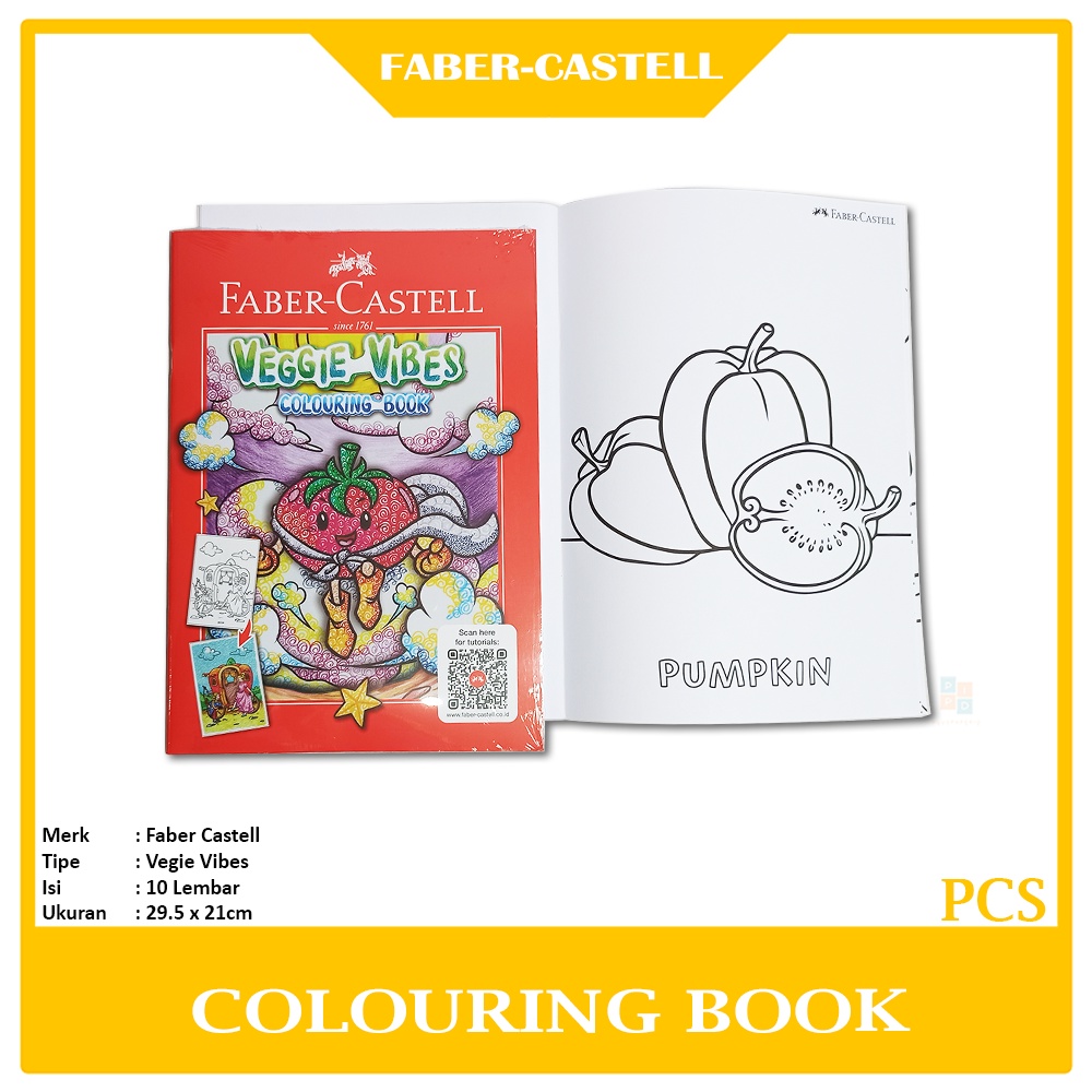 Jual Faber Castell - Buku Gambar Mewarnai Veggie Vibes Colouring Book ...