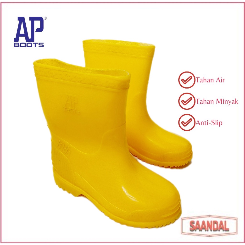 Jual Sepatu Boots Anak AP Kids Karet Murni Anti Air Kuning Biru Pink ...