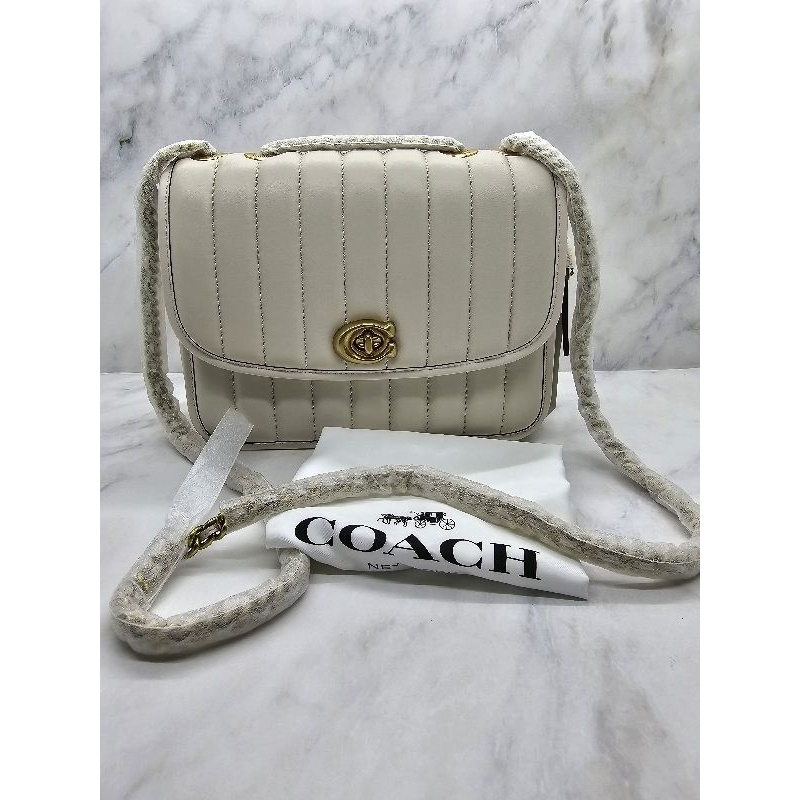 Jual Tas Coach Quilted leather Madison SB chalk | Shopee Indonesia