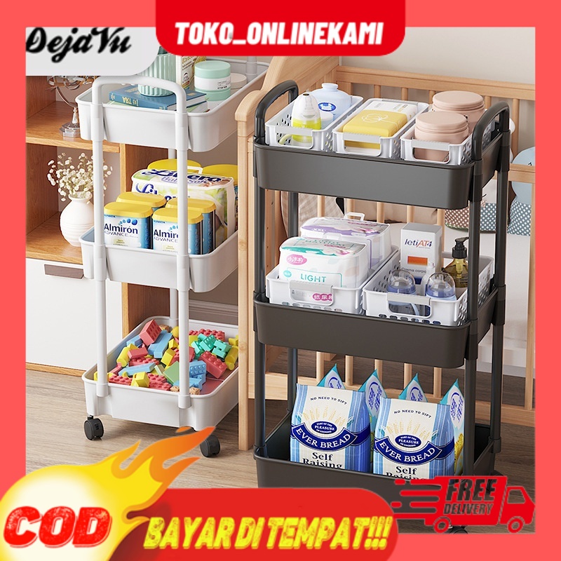 Jual Rak Troli 3 Susun Serbaguna Rak Dapur Stainless Rak Salon Rak Kamar Mandi dengan Roda ...