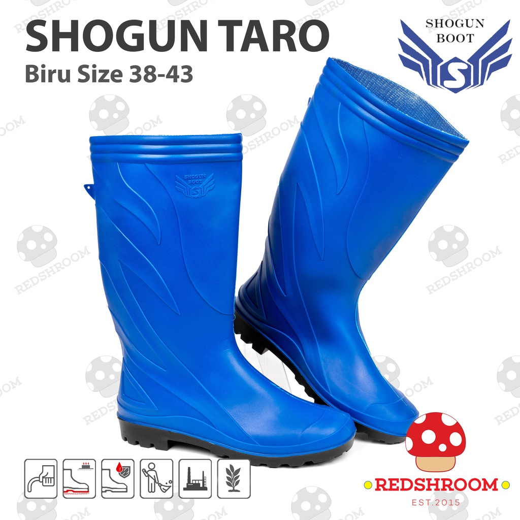 Jual Sepatu Boot Tinggi SHOGUN TARO Biru Boots Karet Lokal Lentur Anti ...