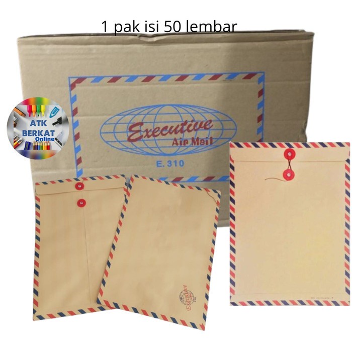 Jual [50 pcs] Amplop coklat Folio Tali airmail 310 Executive | Shopee ...