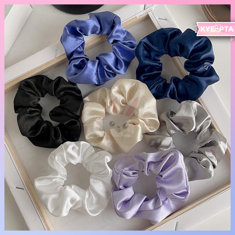 Jual KYEOPTA Ikat Rambut Scrunchie Satin Glossy Motif Polos Hairband ...