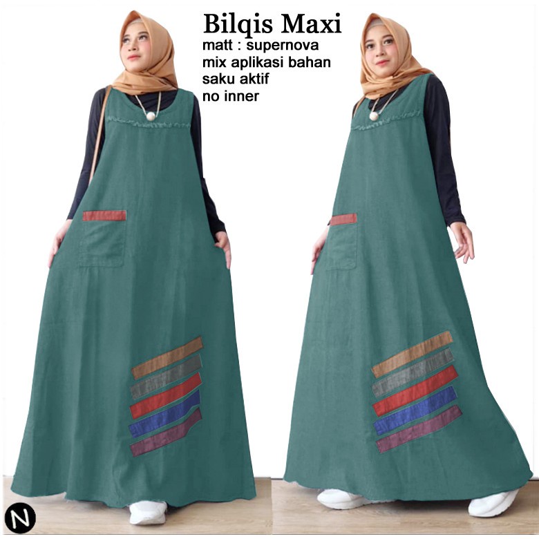 Jual Bilqis Maxi - MM Fashion (MM) - Ukuran L-XXL - Matt Katun Supernova Mix Aplikasi Bahan ...