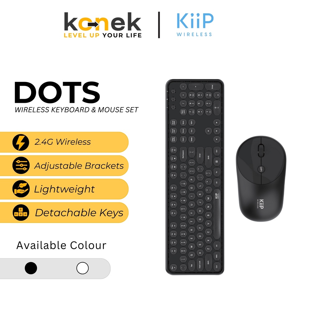 Jual KiiP Wireless DOTS Keyboard Mouse Set Wireless 2.4G | Shopee Indonesia