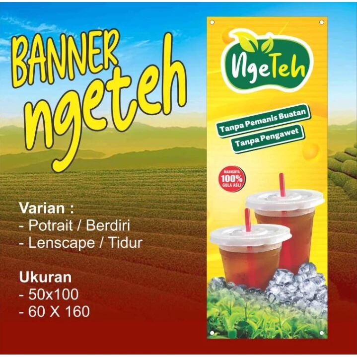 Jual BANER Nge Teh banner spanduk ukuran 100x50cm 160x60cm banner ...