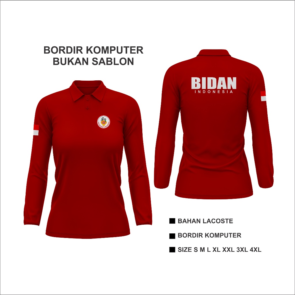 Jual Baju Bidan Bordir Kaos Bidan Polo Bidan Bordir / Kemeja Bidan ...