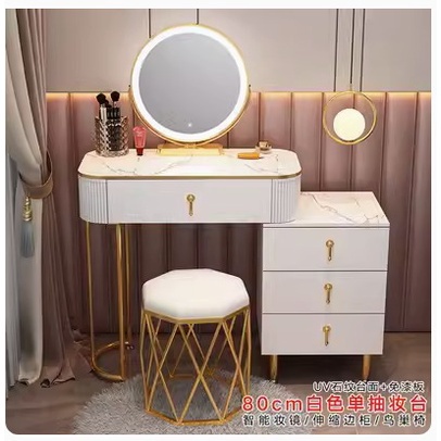 Jual Meja Rias Mirror Bulat dengan lampu LED Meja Rias Putih Kaca Meja ...