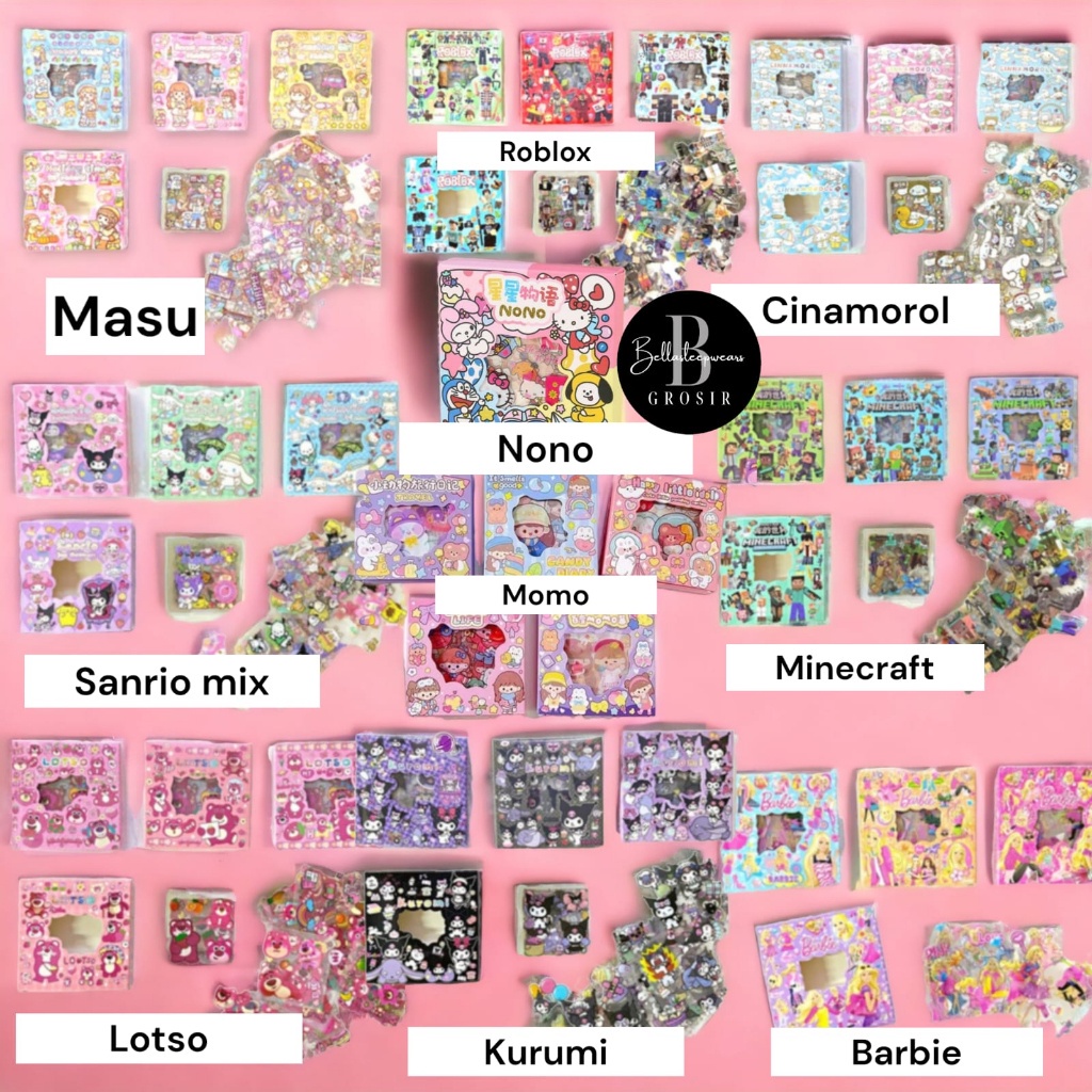 Jual MURAH ISI 100 Lembar - STIKER 2D VIRAL ANTI AIR MOMO NONO SANRIO ...