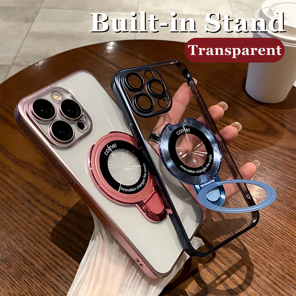 Jual built in-stand ponsel transparan dengan lensa, lapisan pelindung ...