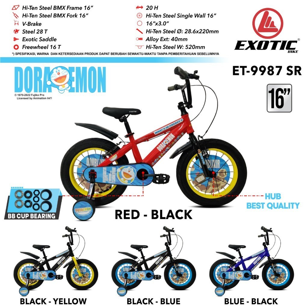 Jual SEPEDA ANAK EXOTIC 9987 16 & 18 INCH SR DORAEMON BAN 3.0 MIX ...