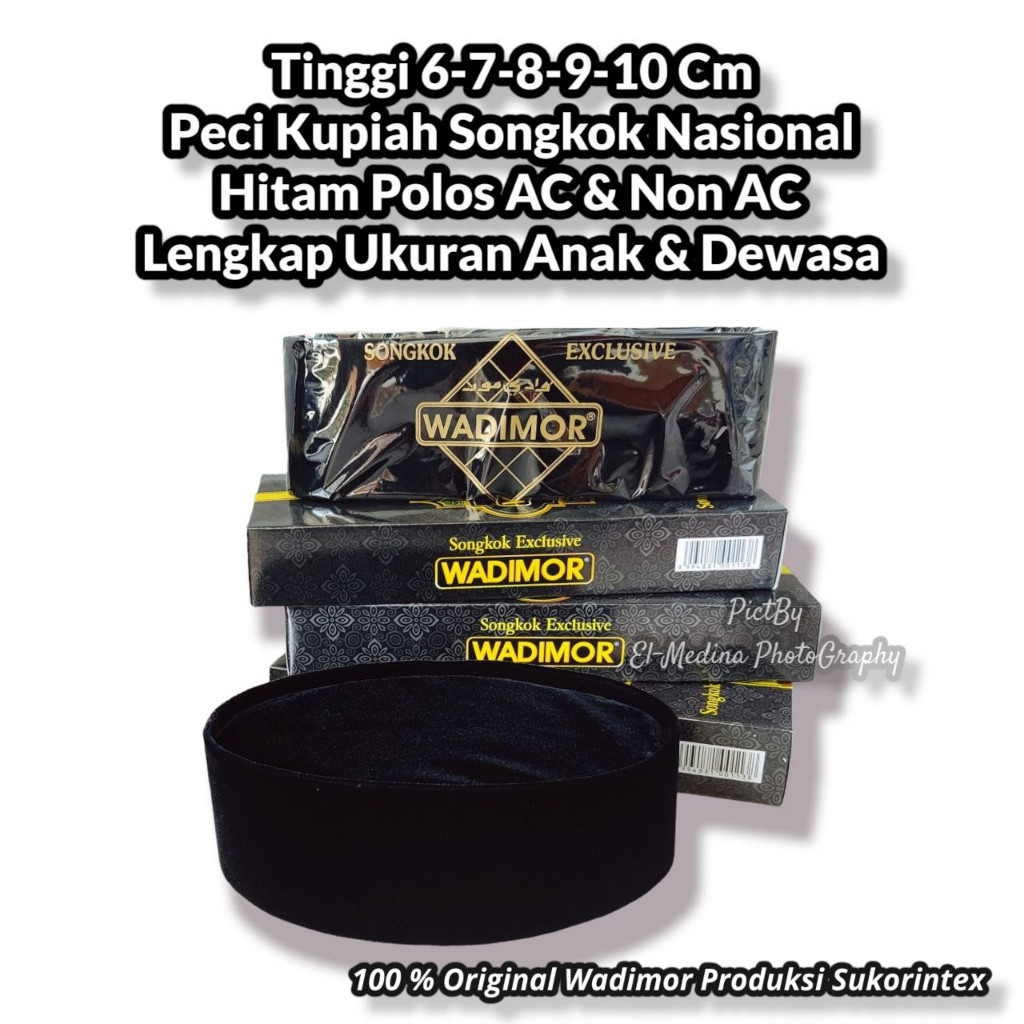 Jual Peci Hitam Polos Wadimor Non AC Original Songkok Nasional Premium ...
