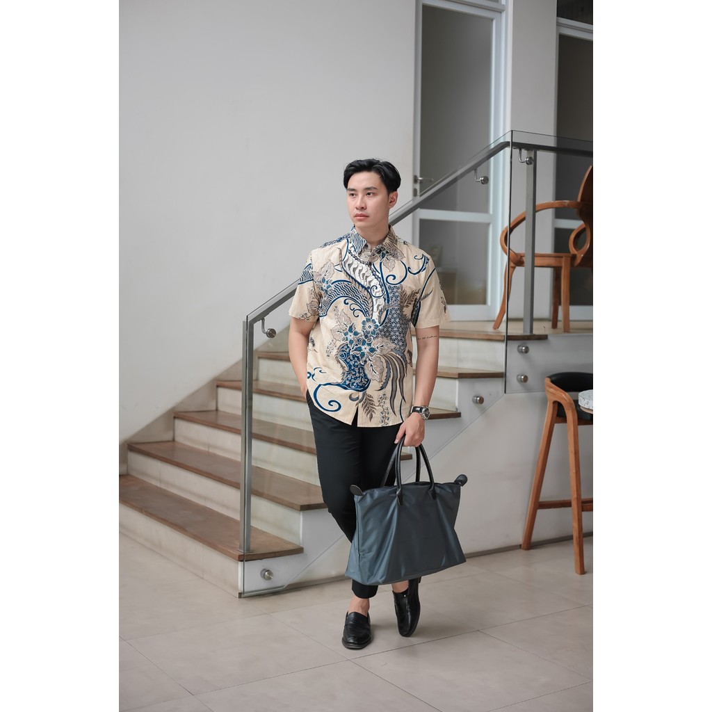 Jual Barilie - OZZORA CREAM Short Sleeve Kemeja Batik Pria Slimfit ...