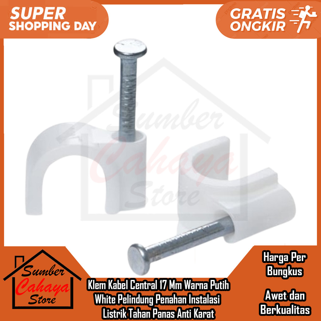Jual Central Klem Kabel 17 Mm Warna Putih White Pelindung Penahan ...