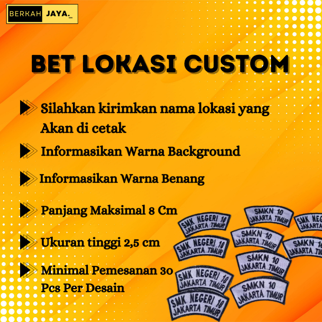Jual Bordir Custom Logo Patch Bet Bed Badge Bordir Nama, Kelas, Lokasi ...