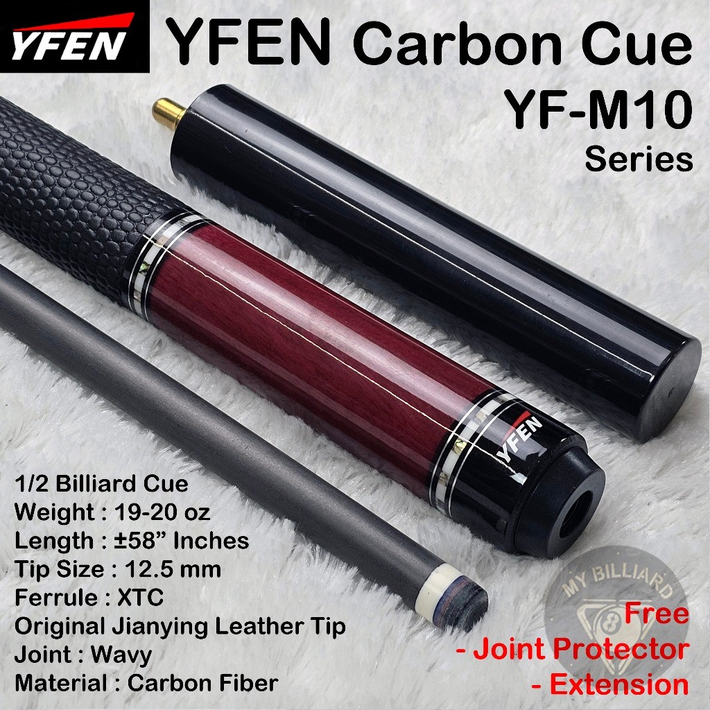 Jual YFEN M10 Stick Billiard Yfen Carbon Cue 12.5mm + Extension - YF ...