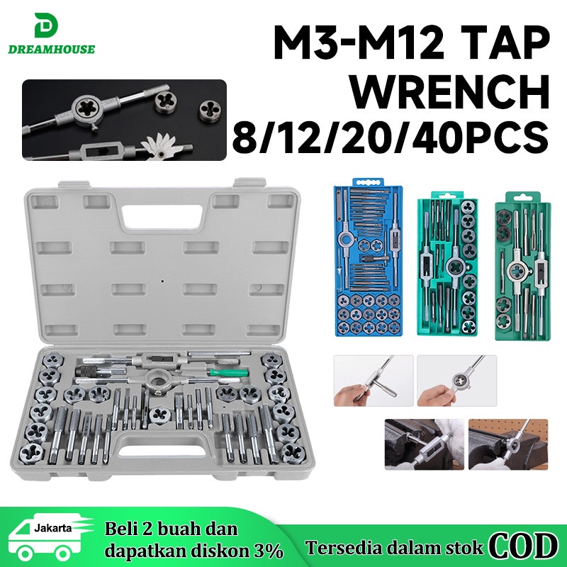 Jual 40Pcs Metric Tap Die Se Hand Tap Set Adjustable Hand tab Handtab ...